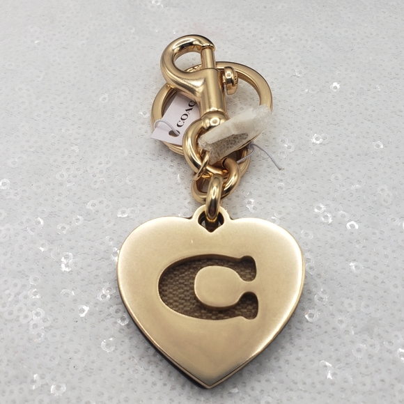 Coach | Accessories | Coach Heart Shaped Bag Charm Key Ring Goldtone ...